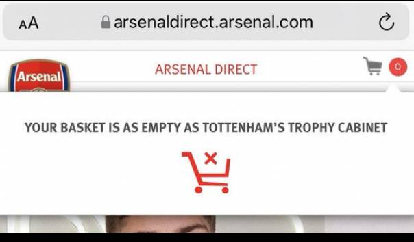 Olok-Olok Arsenal untuk Tottenham Hotspur di Toko Online Resmi Klub