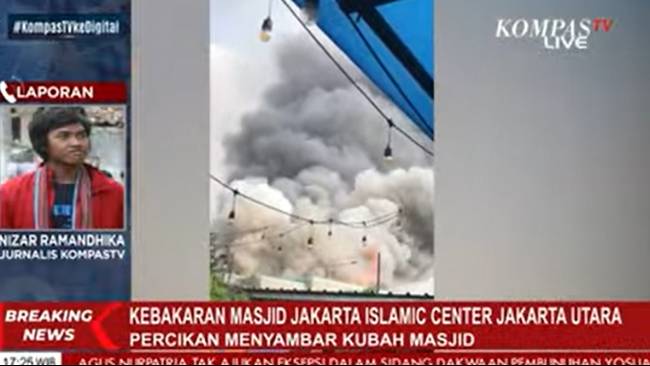 Kebakaran Kubah Masjid Jakarta Islamic Center Berhasil Dipadamkan, Petugas Lakukan Penyedotan Asap