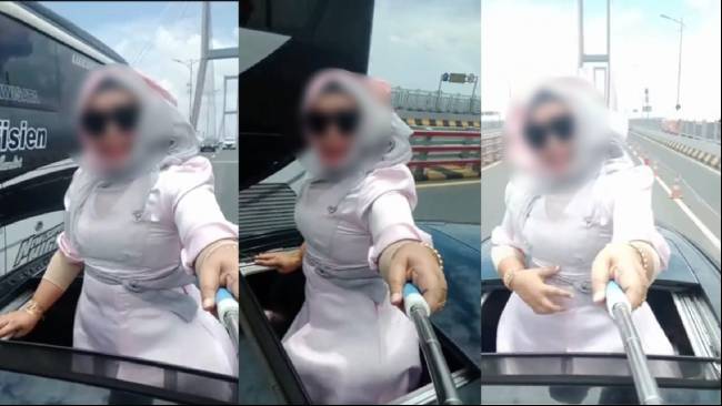 Viral, Ibu-Ibu Nge-vlog di Sunroof Saat Mobil Melaju Kencang, Pakar Ingatkan Bahayanya