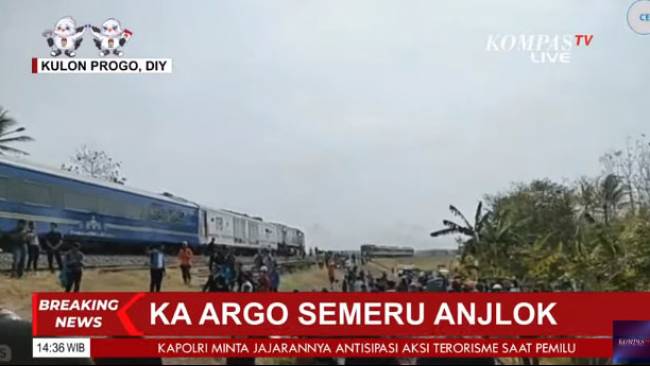 Polisi: KA Argo Semeru dan Argo Wilis Bersenggolan dan Anjlok di Kulon Progo