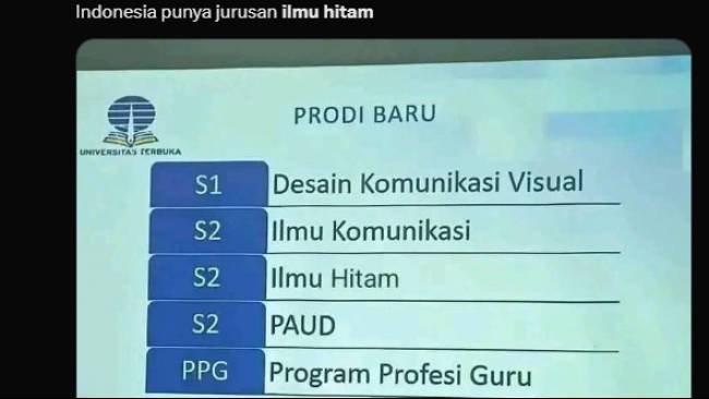 Viral! Universitas Terbuka Buka Prodi S2 Ilmu Hitam, Ternyata Salah Ketik
