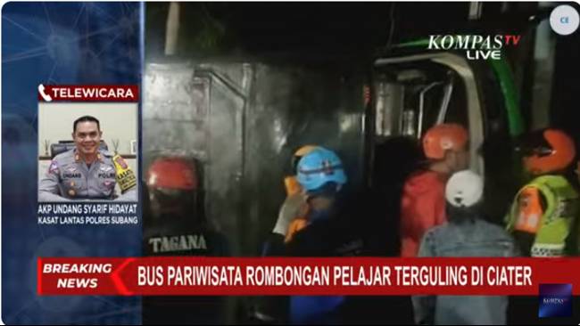 Bus Rombongan Pelajar Terguling di Subang, Polisi Sebut 4 Meninggal di Tempat