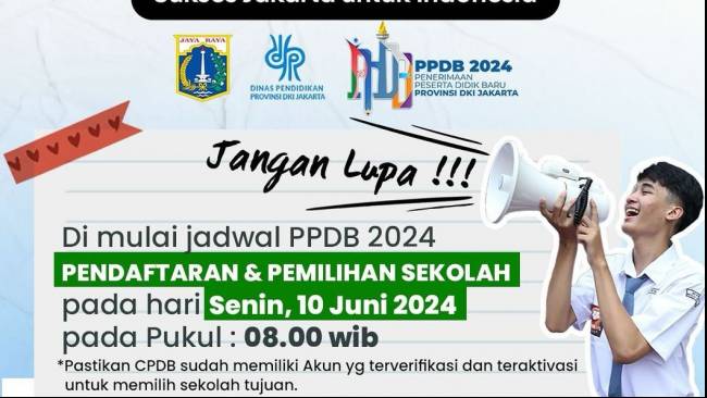 Pendaftaran PPDB Jakarta 2024 Jenjang SD, SMP, SMA, dan SMK Dibuka Hari Ini, Simak Panduannya