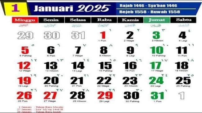 Catat! Kalender Libur dan Cuti 2025, Januari Ada Banyak Tanggal Merah!